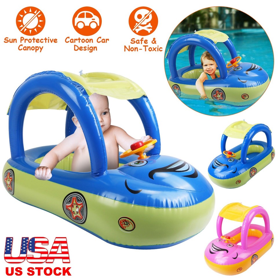Inflatable Pool Baby Float Car Shaped Toddler Swimming Float Boat Pool ...