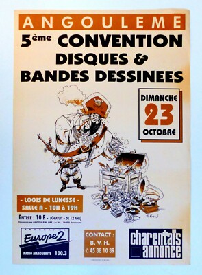 Thierry ROBIN affiche originale Disques & BD Angoulême 1990' Vinyl ...