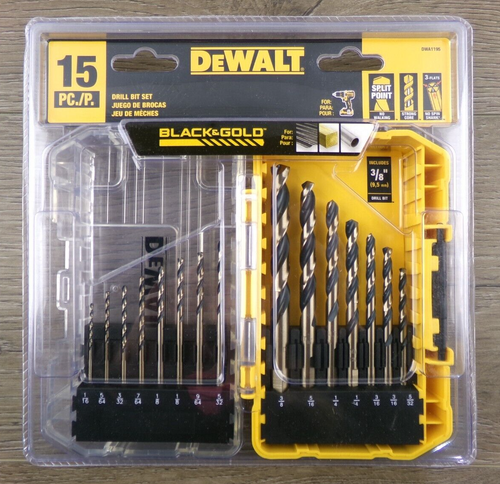 DeWalt DWA1195 15 Piece Drill Bit Set w/Case, Black & Gold, New A2 | eBay