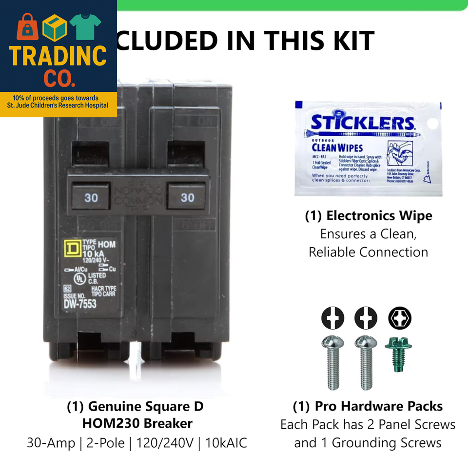 Genuine Square D HOM230 Circuit Breaker Kit Bundle (1 Pack), 30 Amp ...