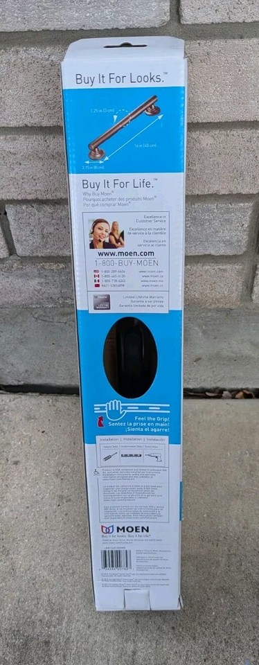 Moen Securemount 16" Old World Bronze Designer Grab Bar with Grips ...