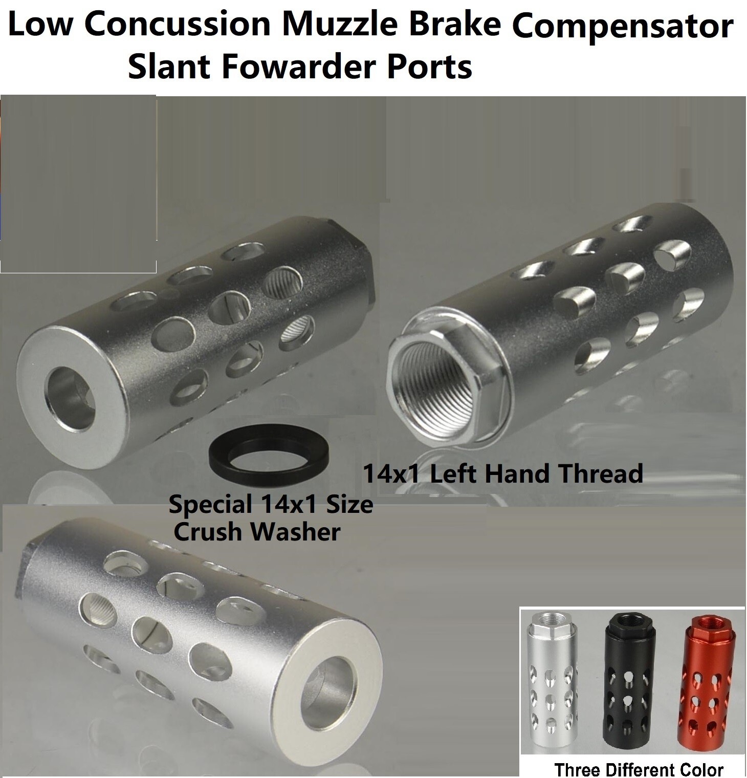 Silver Slant Forwarder Port Low Concussion Muzzle Brake Compensator ...