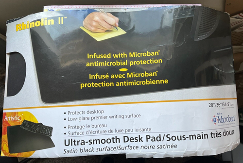 Artistic Rhinolin II Ultra Smooth Desk Pad Mat Black 36" x 20" Microban ...
