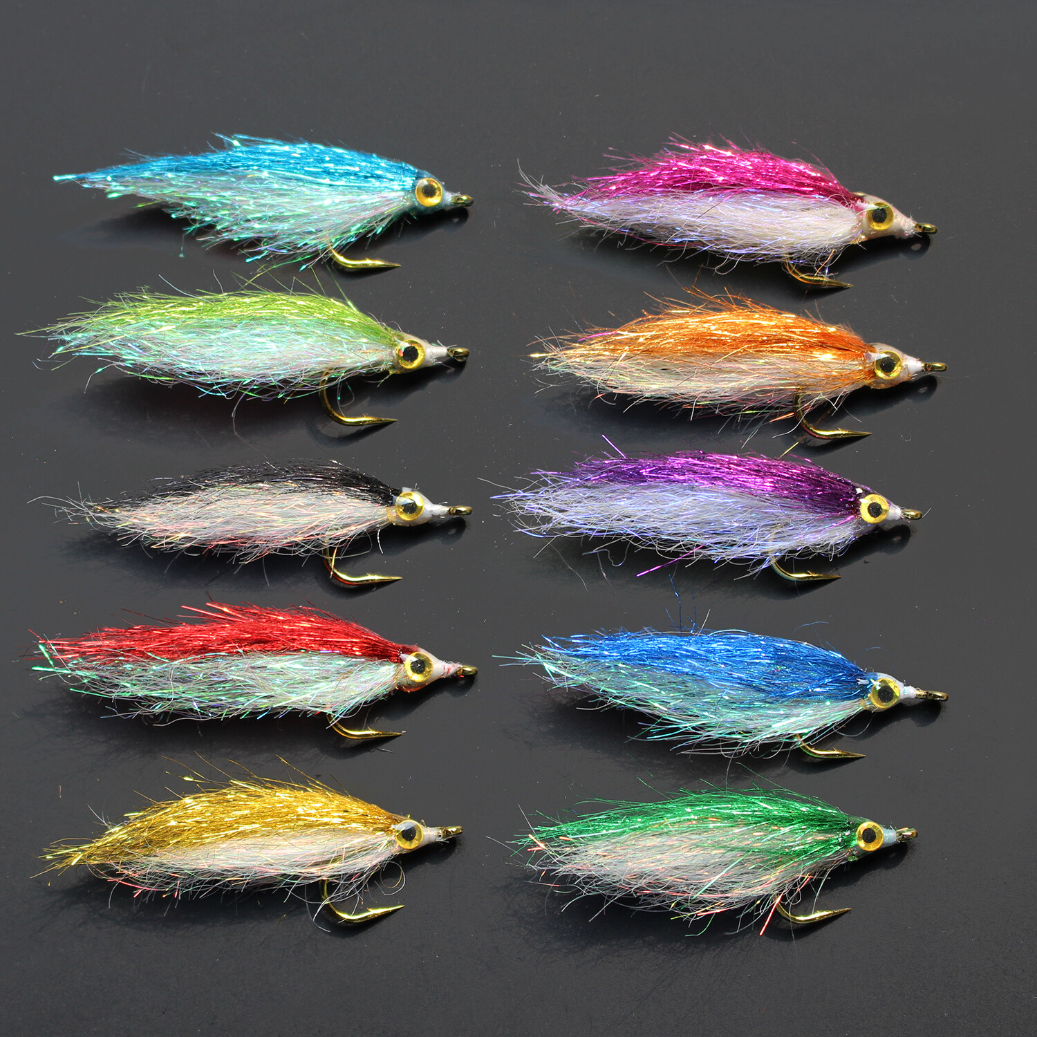10 pcs Ice Dub UV Polar Fry Slowly Sinking Salmon Trout Minnow Fly ...