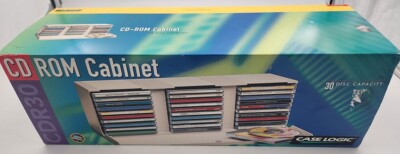 Vintage 1999 Case Logic 30 CD-ROM Storage Cabinet Rack Holder with Door ...