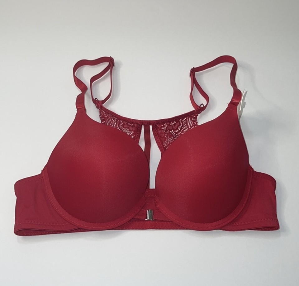 Push Up Racerback Lace Front Close Light Padded T- Shirt Bra 32B - 40C ...