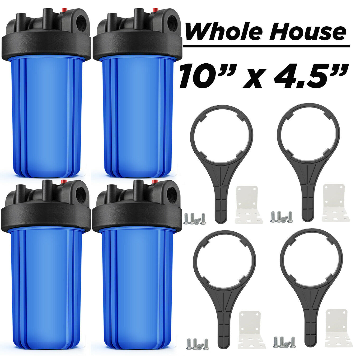 10 Inch Clear Big Blue Home Whole House Water Filter Housing System 10 ...