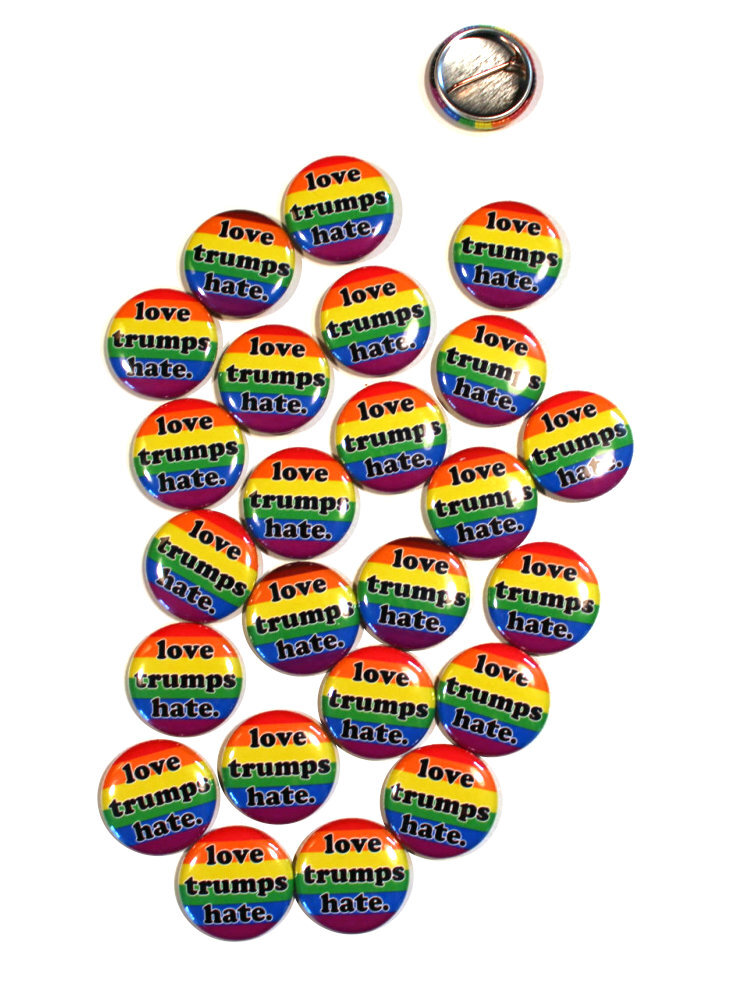 25 Pack - Love Trumps Hate Rainbow Pride Flag Pinback Buttons - 1 Inch ...