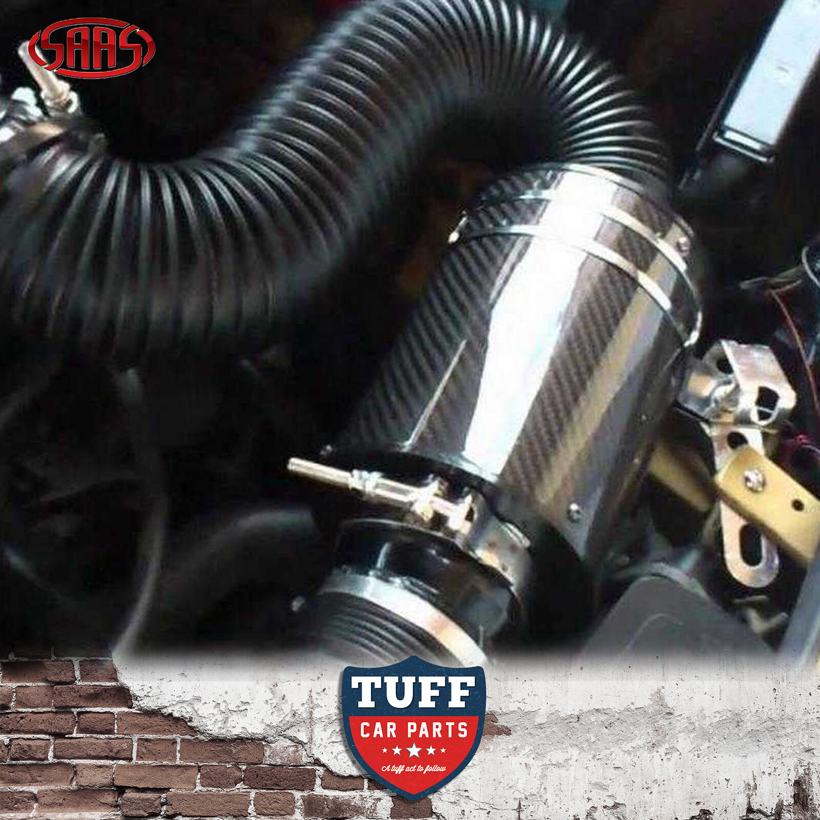 SAAS Universal Gloss Carbon Fibre Cold Air Box Intake Kit 76mm (3 ...