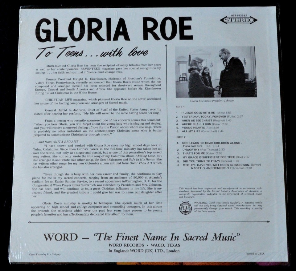 GLORIA ROE-TO TEENS...WITH LOVE-GOSPEL-WST-8439-LP-SEALED LP | eBay