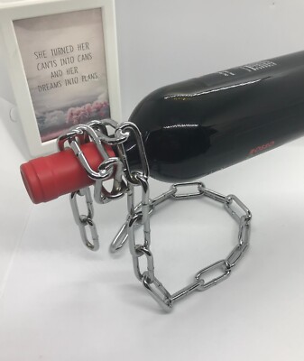 NWT Magic Suspension Iron Chain wine bottle holder Cheers! Biker S &M ...