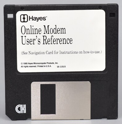 Hayes Online Modem Users Reference 1995 Floppy Disk Vintage Software F9 ...