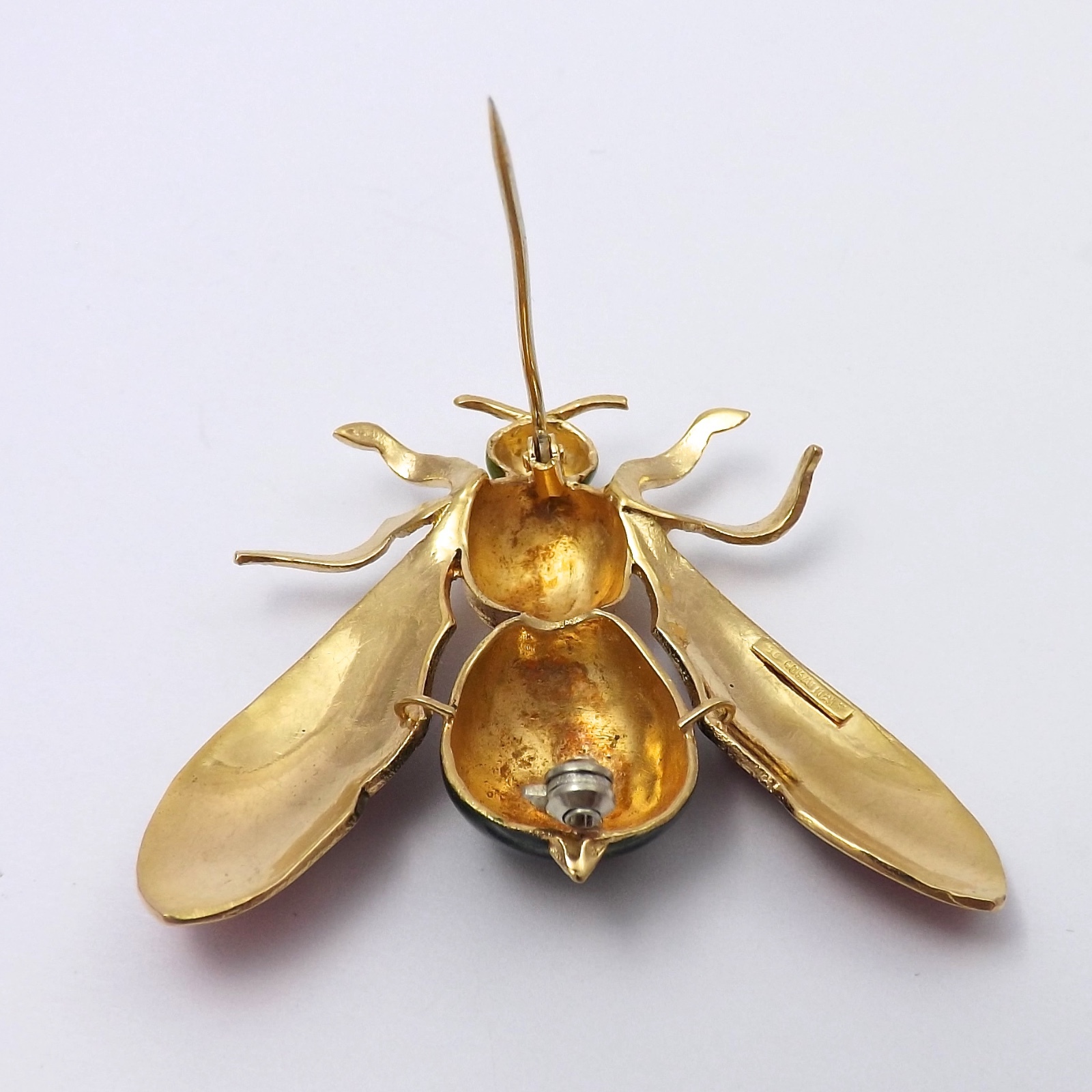 Solid 18k Gold Cicada Bug Insect Enamel Pendant Brooch Pin 750 Italy ...