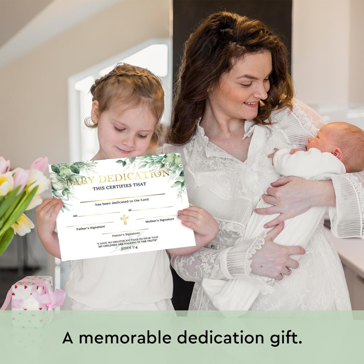 Baby Dedication Certificates, Greenery Baptism Certificates