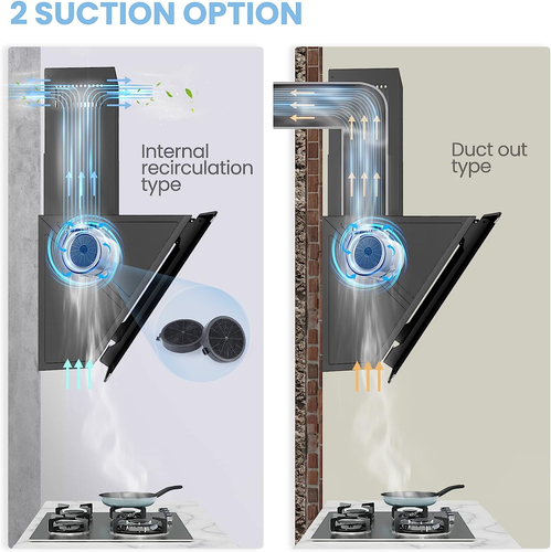 60Cm Angled Cooker Hood ANGJ64B-60 Tempered Glass Extractor Hood with ...