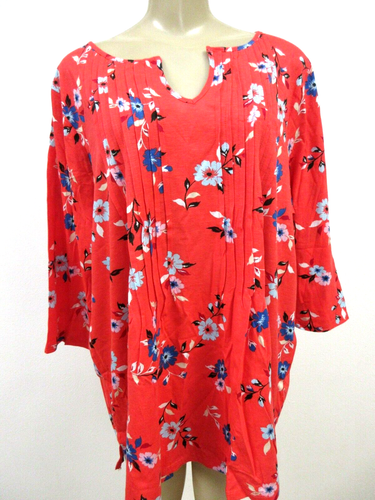 WOMAN WITHIN RED & MULTI-COLOR FLORAL DESIGN TOP SIZE 1X 22/24 - NEW | eBay