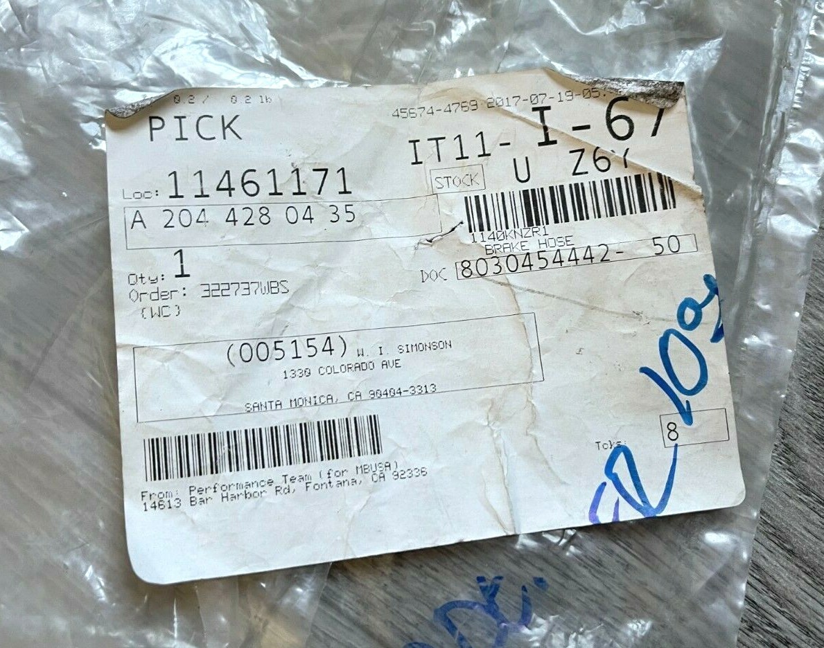 BRAND NEW 2015 2016 2017 MERCEDES E400 E550 BRAKE HOSE, 2044280435 ...