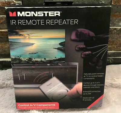 Monster IR Remote Repeater 4 Devices 25 Ft New in Box Remote Control ...
