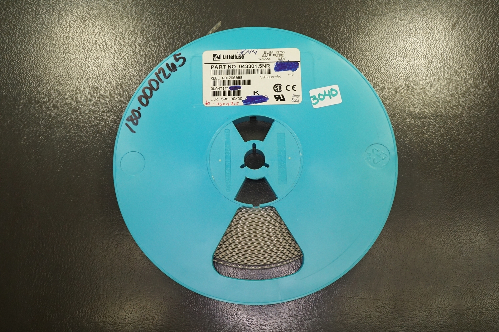 Lot of 5 043301.5NR Littelfuse Fast-Acting SlimLine Fuse 1.5A 63V 1206 ...