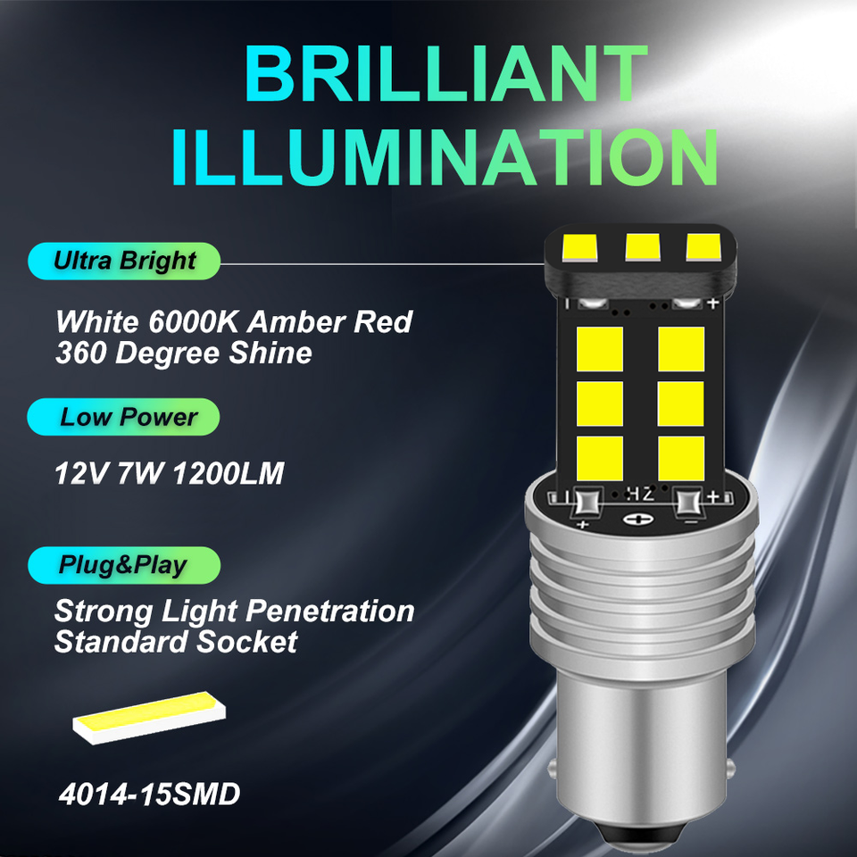 2x White Bright Reverse Light Bulbs LED CANBUS 1156 382 P21W BA15s Fits ...