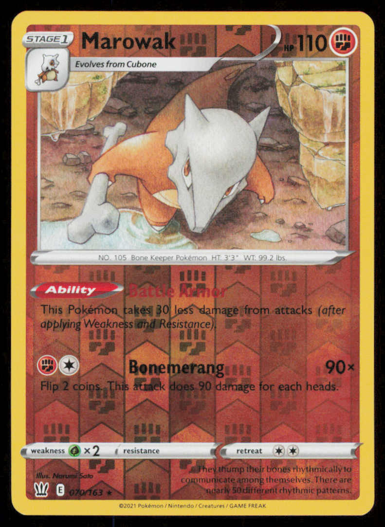 Pokémon TCG Marowak Sword & Shield - Battle Styles 070/163 Reverse Holo ...