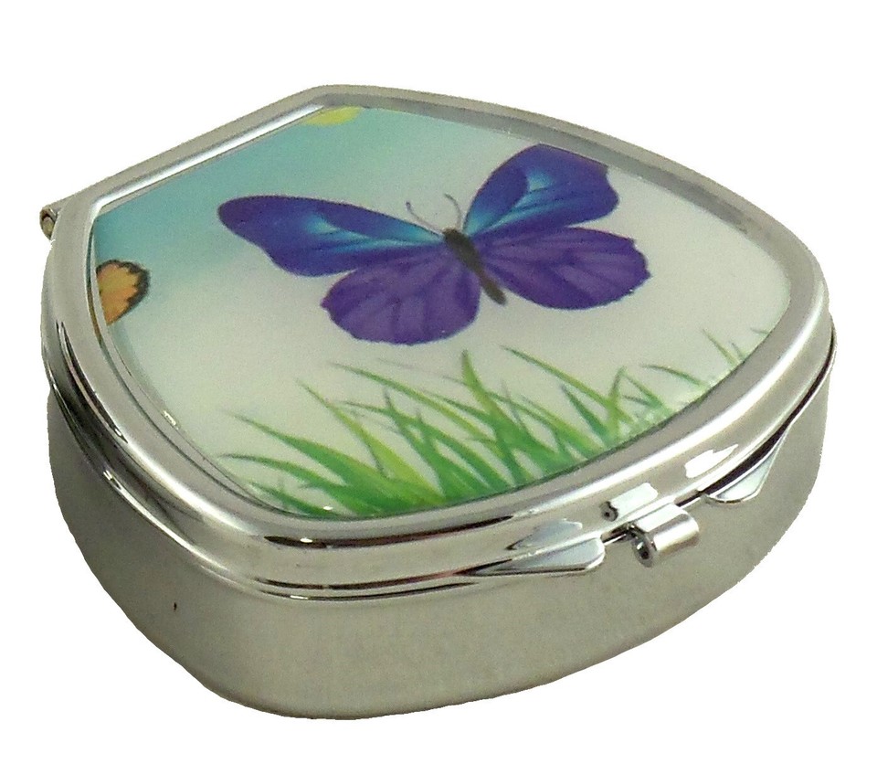 Cute Pill Box For Purse Decorative Vitamin Case Mint Holder Blue ...