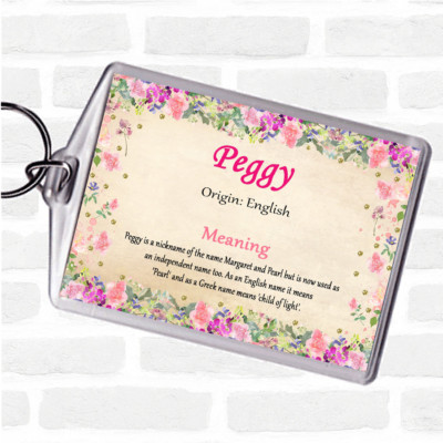 Peggy Name Meaning Bag Tag Keychain Keyring Floral | eBay UK