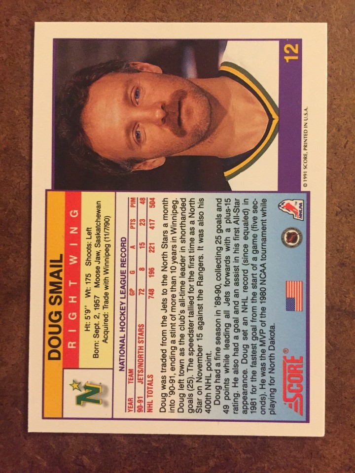 Doug Smail 12 Score 1991 Hockey Trading Card | eBay