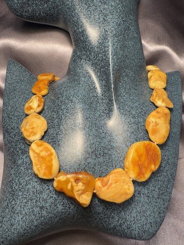 Genuine Large Baltic Amber Nugget Necklace-Natural Raw Butterscotch ...