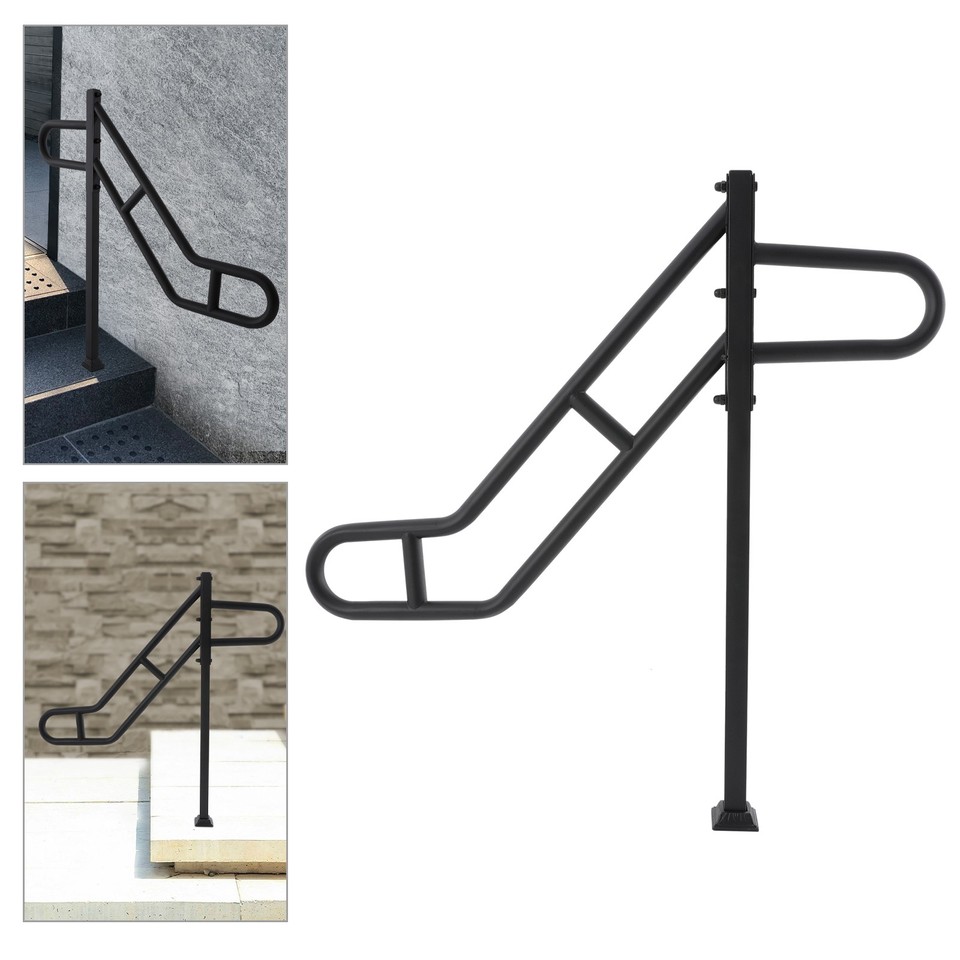Single Post Handrail Floor Mount 1-3 Steps Stair Railing For Porch ...