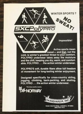 1980 Skandinavia Londonderry NH Polypro Action Winter Underwear Print ...