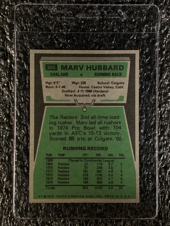 1975 Topps Football #305 Marv Hubbard NM | eBay