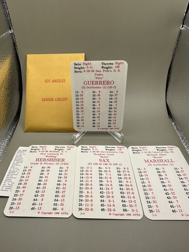 LOS ANGELES DODGERS 1987 APBA 26 Card Team Set & MG Symbols-MINT ...