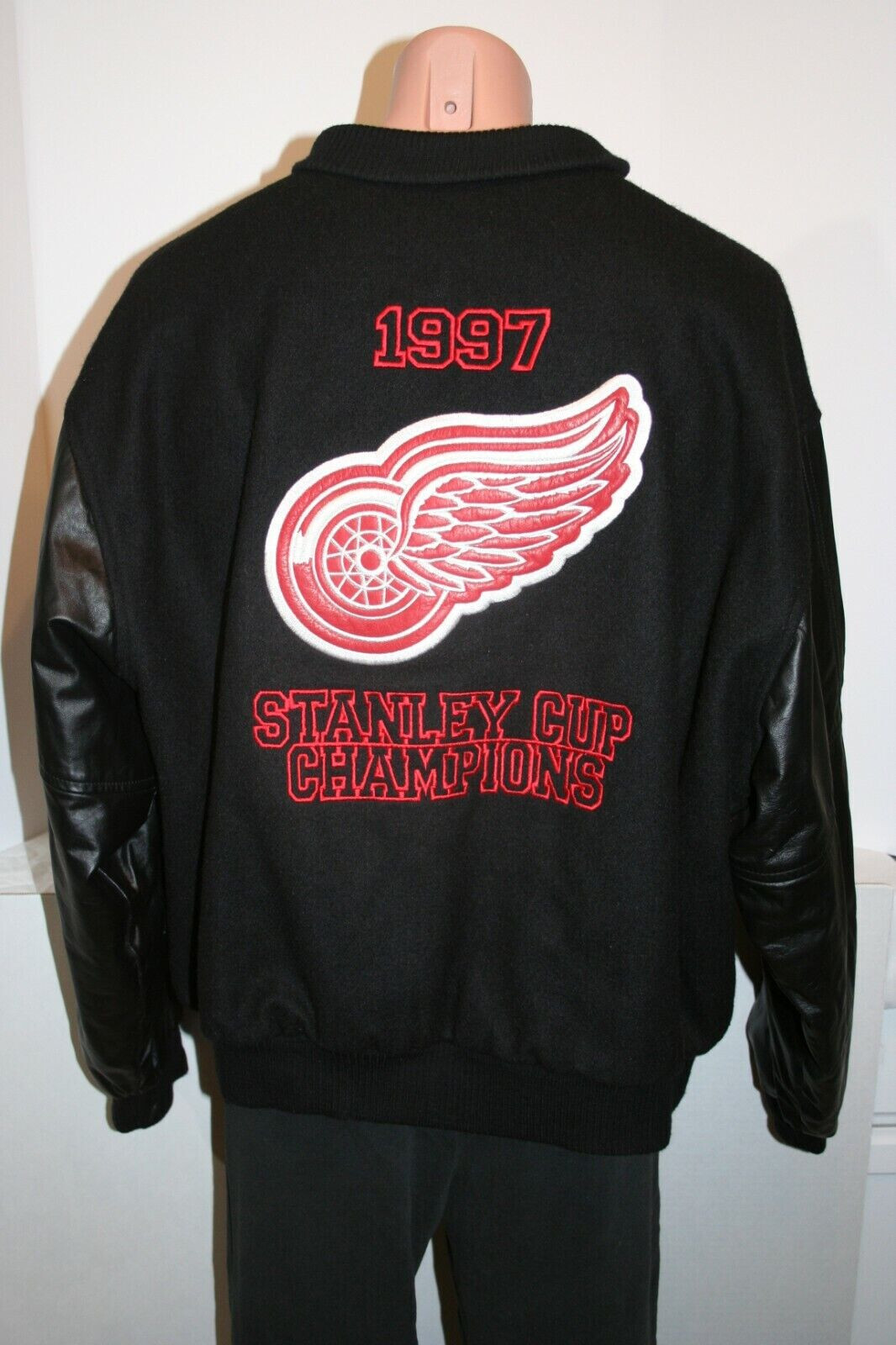 Red Wings Hockey NHL Stanley Cup 1997 Wool Nylon Leather Bomber Jacket ...