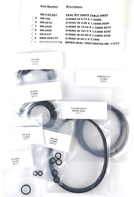Hydromat CNC HW25 Index Table Seal Kit SK-5.02.001 | eBay