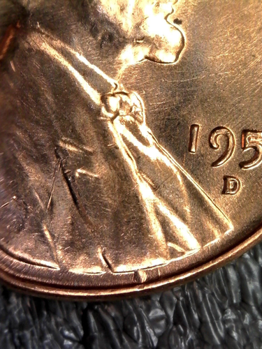 1958-D Lincoln Wheat Cent Penny w/ Die Gouge Errors Inv#E5049 | eBay
