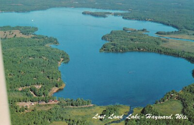 Chrome Postcard - Aerial View Lost Land Lake Hayward Wisconsin | eBay