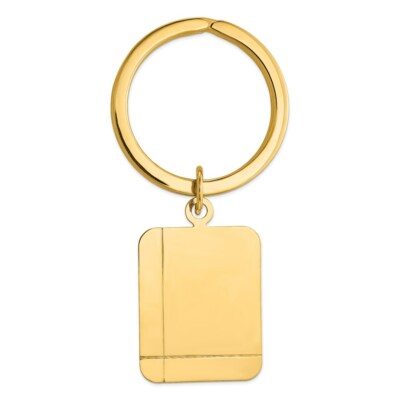 14k 14kt Yellow Gold Grooved Rectangle Disc Key Ring 27 mm X 26 mm | eBay