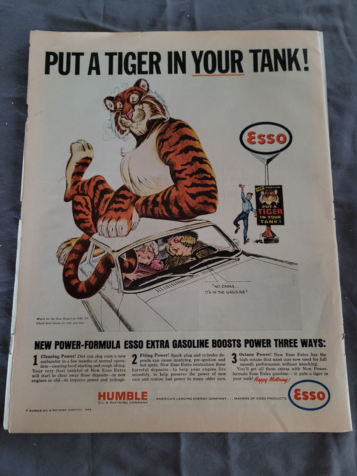VTG 1964 Orig Magazine Ad Esso Gas Humble Put A Tiger In Your Tank A | eBay