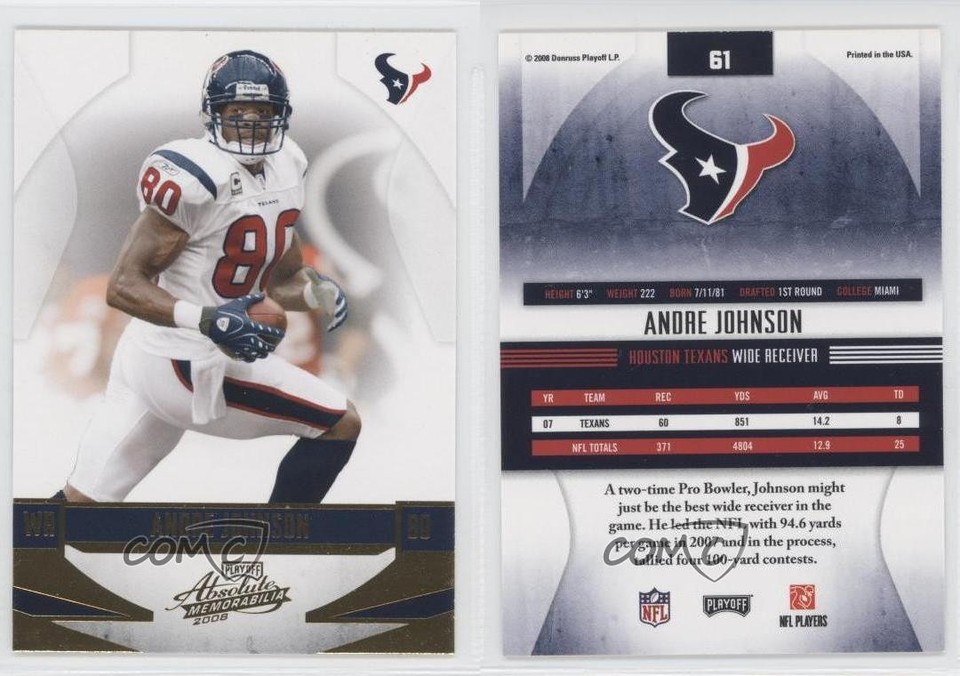 2008 Playoff Absolute Memorabilia Retail Andre Johnson #61 HOF 0a1 | eBay