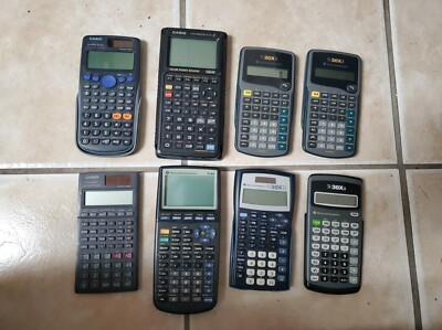 8 Scientific Calculators TI-83 TI-30XII TI-30XA & Casio CFX 9850gb FX ...