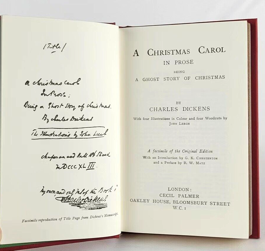 A CHRISTMAS CAROL Deluxe 1843 Original 1st edition Facsimile Charles ...