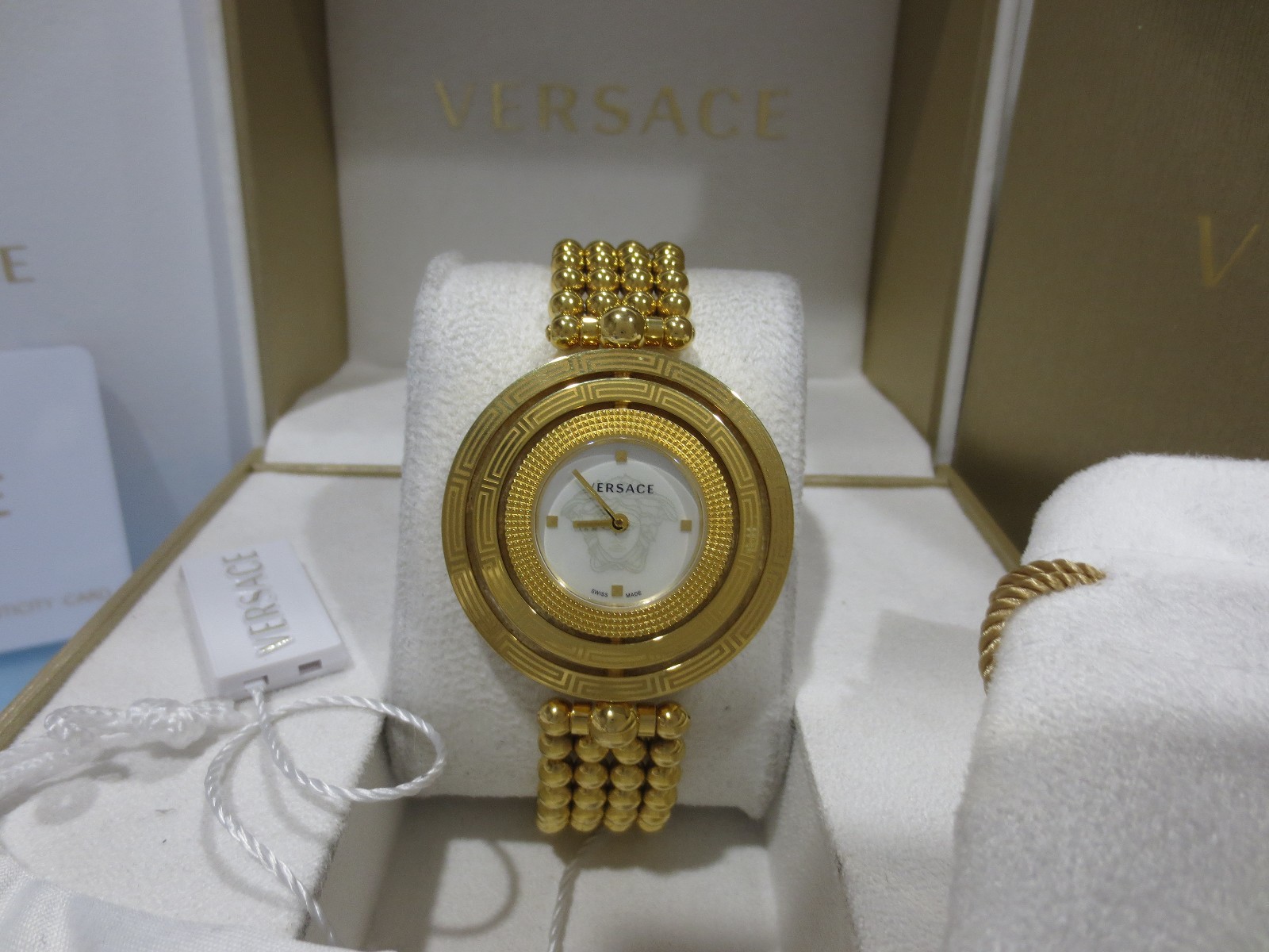 Versace Women's Eon VQT060015 MOP Dial Gold IP Stainless Steel Bracelet ...