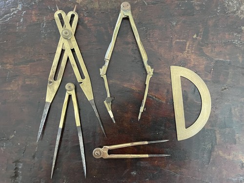 Antique Brass Navigation Drafting Drawing Instruments Compass Divider ...