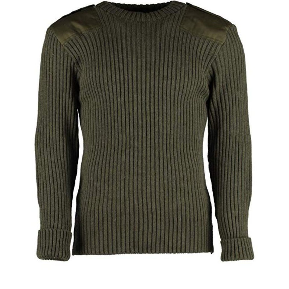 British Commando Sweater Woolly Pully CREW Neck with EPAULETS - Various ...