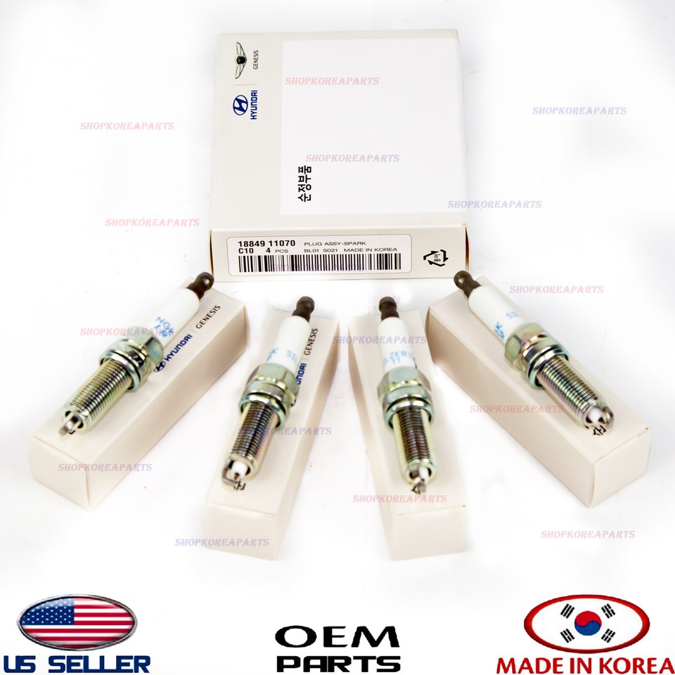 Genuine Spark Plugs Set 4pcs OEM Hyundai Kia 15-25 *See compatibility ...
