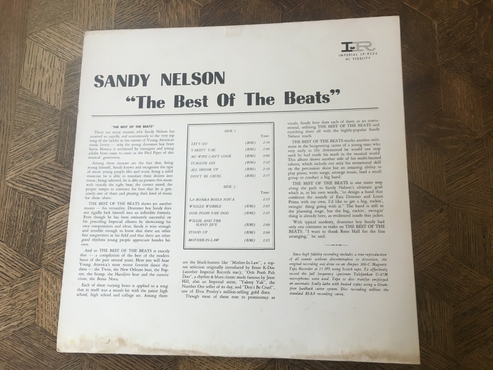 SANDY NELSON - The Best of The Beats ~ IMPERIAL 9224 {orig} Cover photo ...