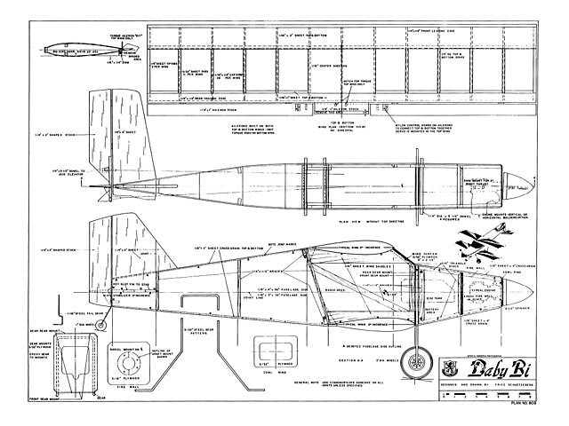 Baby Bi Sport Biplane 36" WS RC Model Airplane Printed Plans Templates ...