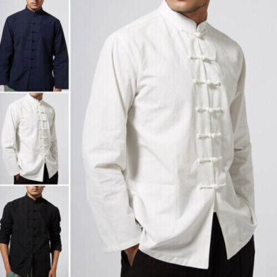 Men Chinese Traditional Kung Fu Tai Chi Coat Tang Suit Uniform Jacket ...