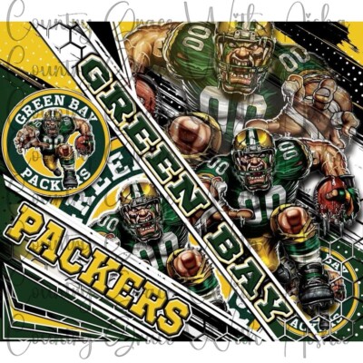 20oz Skinny Tumbler Sublimation Transfer Print Packers Football Ready ...